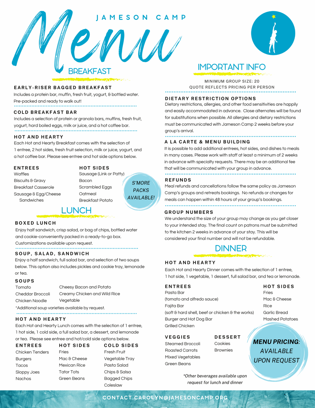 Food Service Options | Jameson Camp